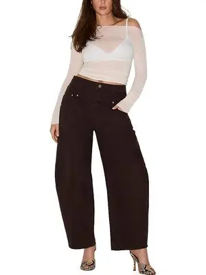 Steve Madden Tribeca High Rise Barrel Jeans - Espresso