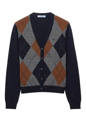 Prada Argyle Cashmere Cardigan - Blue