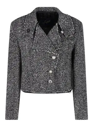 Seafarer Cropped Tweed Jacket - Black