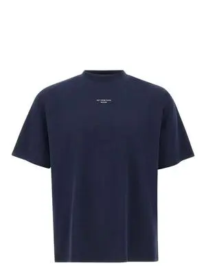 Drole De Monsieur Cotton Crewneck Graphic T-shirt - Navy
