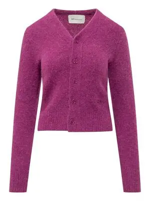 AMI Paris V-neck Cardigan - Fuchsia