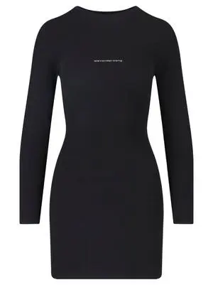 Alexander Wang Ribbed Long-sleeve Mini Dress - Black
