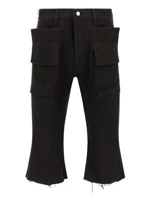 Rick Owens Denim Cargo Bolan Cutoffs Pants - Black