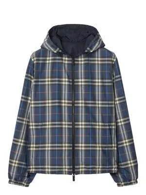 Burberry Reversible Check Newport Hooded Jacket - Pilot Blue