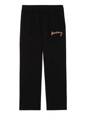 Burberry Logo Cotton Track Pants - Black