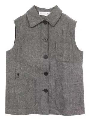 Dior Bee-embroidered Sleeveless Shirt - Grey