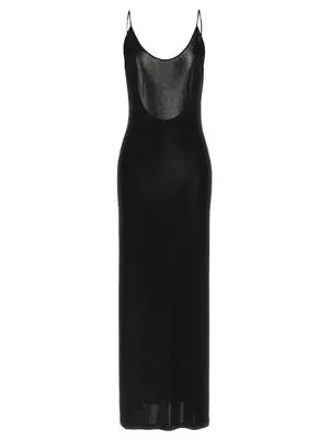 Saint Laurent Cassandre Chain Backless Knit Dress - Black
