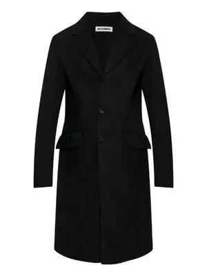 JIL SANDER Single-breasted Notched-lapel Coat - Black