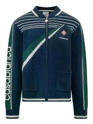 Casablanca Pyramid Jacquard Wool Jacket - Blue