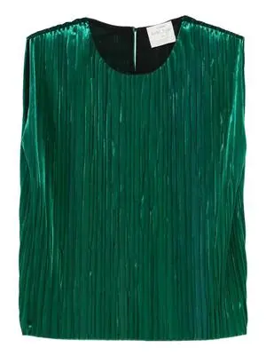 FORTE_FORTE Forte Forte Plissé-Effect Sleeveless Blouse Green