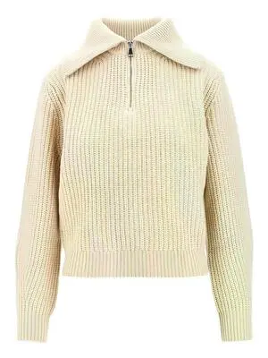 Max Mara Wool Zip-up Roll-neck Jumper - Neutrals