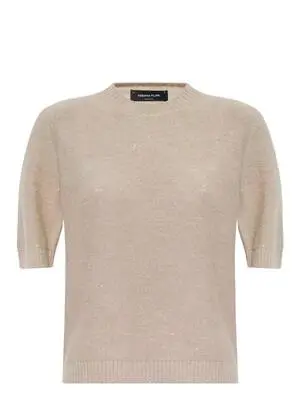 Fabiana Filippi Sequin-embellished Short-sleeve Sweater - Neutrals
