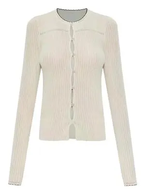 Isabel Marant Étoile ISABEL MARANT Siofra Pointelle Knit Cardigan Neutrals