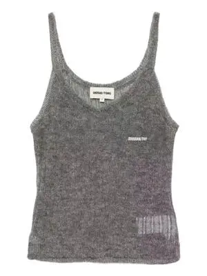 SHUSHU/TONG Knit Spaghetti-straps Top - Grey