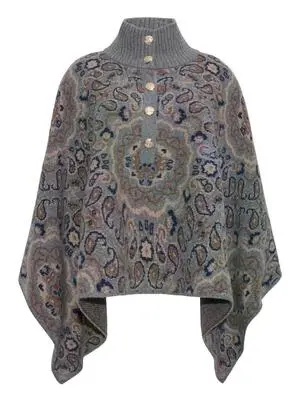 Cara Cara Pagoda Paisley-intarsia Cape - Grey