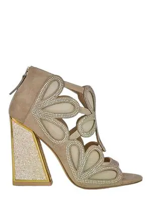 KAT MACONIE Nina Crystal-embellished Cutout Sandals - Neutrals