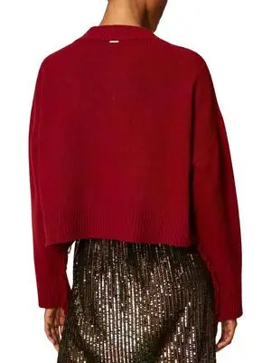 TWINSET Wool Blend Jumper With Fringes - Red