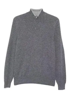 Fedeli Half-zip Knitted Sweater - Grey