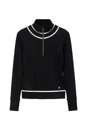 HOUSE OF GRAVITY Ribbed Contrast-trim Hoodie - Black