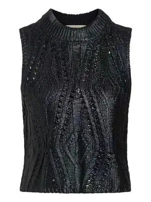 MARIE OLIVER Mcguire Open-knit Sleeveless Top - Black
