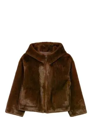 LOU ANDREA Hooded Faux-fur Coat - Brown