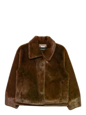 LOU ANDREA Collared Faux-fur Jacket - Brown