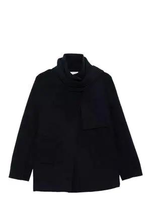 WHYCI Scarf-detail Flap-pocket Coat - Blue