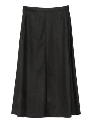 WHYCI Elasticated-waist Flared Midi Skirt - Grey