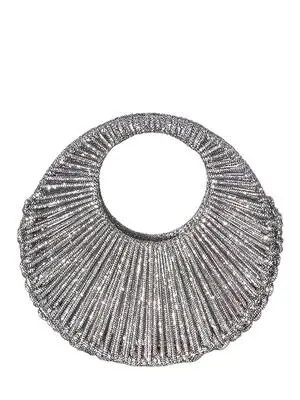 HIBOURAMA Jaya Crystal-embellished Woven Clutch Bag - Silver