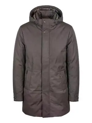 MOORER Vermont Hooded Concealed-fastening Coat