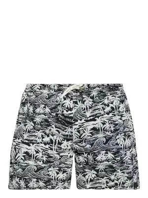 Palm Angels Palm-print Drawstring Swim Shorts - Black
