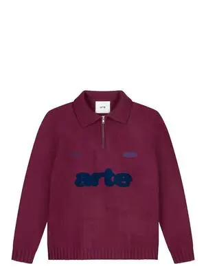 ARTE ANTWERP Logo-embroidered Half-zip Sweater - Red