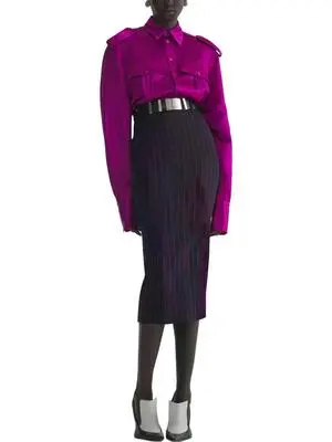 MUGLER Mugler Pinstripe Midi Pencil Skirt