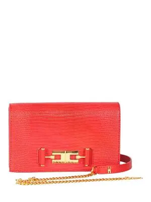 Elisabetta Franchi Lizard-effect Logo-plaque Shoulder Bag - Red