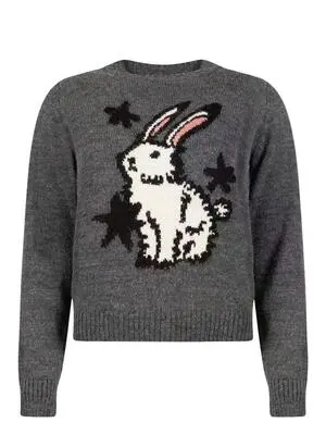 Max Mara Intarsia-knit Rabbit-motif Sweater - Grey