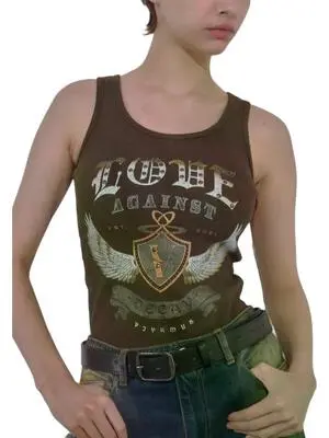 VIVAMUS VIVAMUS Graphic-Print Cropped Tank Top