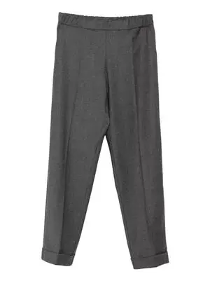 WHYCI Elasticated-waistband Turned-up-cuff Trousers - Grey