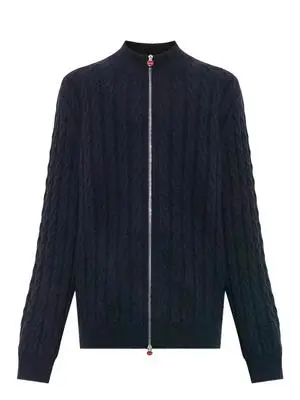 Kiton Cable-knit Zip-up Cardigan - Blue