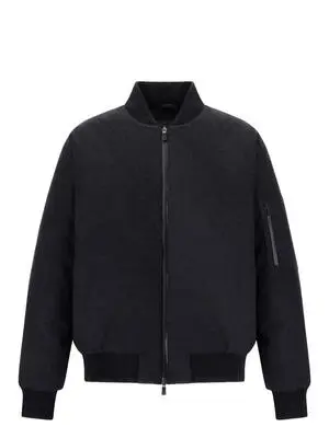 Herno Water-repellent Flannel Bomber Jacket - Grey