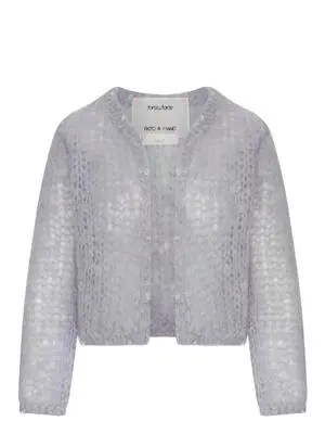 FORTE_FORTE Open-knit Cardigan - Grey