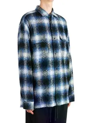 KOZABURO Check-pattern Distressed Shirt - Blue