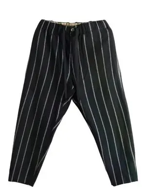 UMA WANG Vertical-stripe Drawstring Trousers - Black