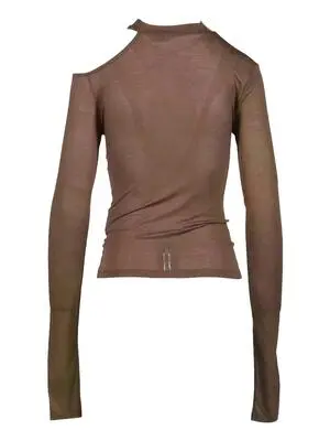 VIVAMUS Gathered Cold-shoulder Top - Brown