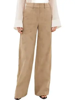Veronica Beard Cole Wide Leg Trousers - Sand