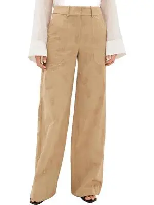 Veronica Beard Cole Wide Leg Trousers - Sand
