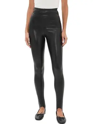 Commando Faux Leather Stirrup Leggings - Black