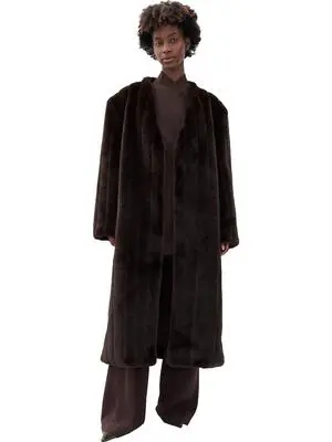 Source Unknown Dhanila Faux Fur Coat - Brown