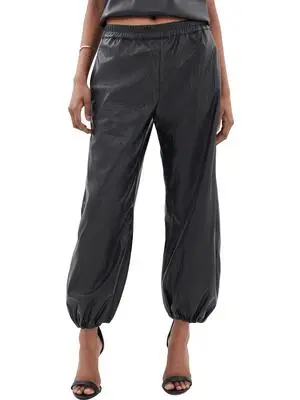 WAYF Camryn Faux Leather Balloon Pants - Black