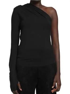 THOM KROM One-shoulder Thumb-slot Top - Black