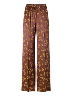 Dries Van Noten Golden Floral Print Wide Leg Pants - No